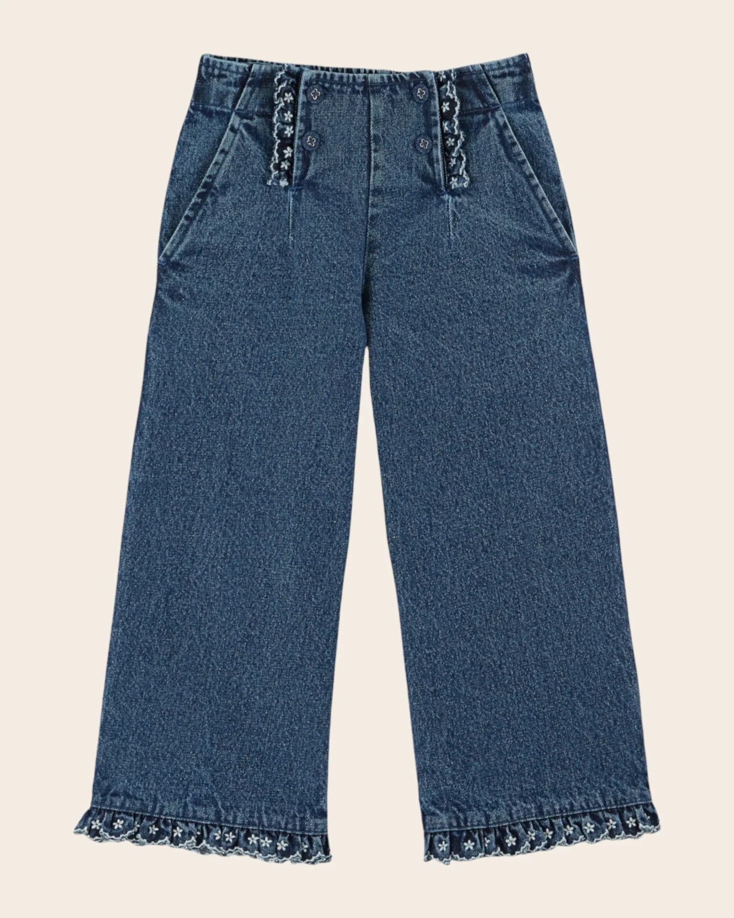 denim embroidered bridge pants – ruboland